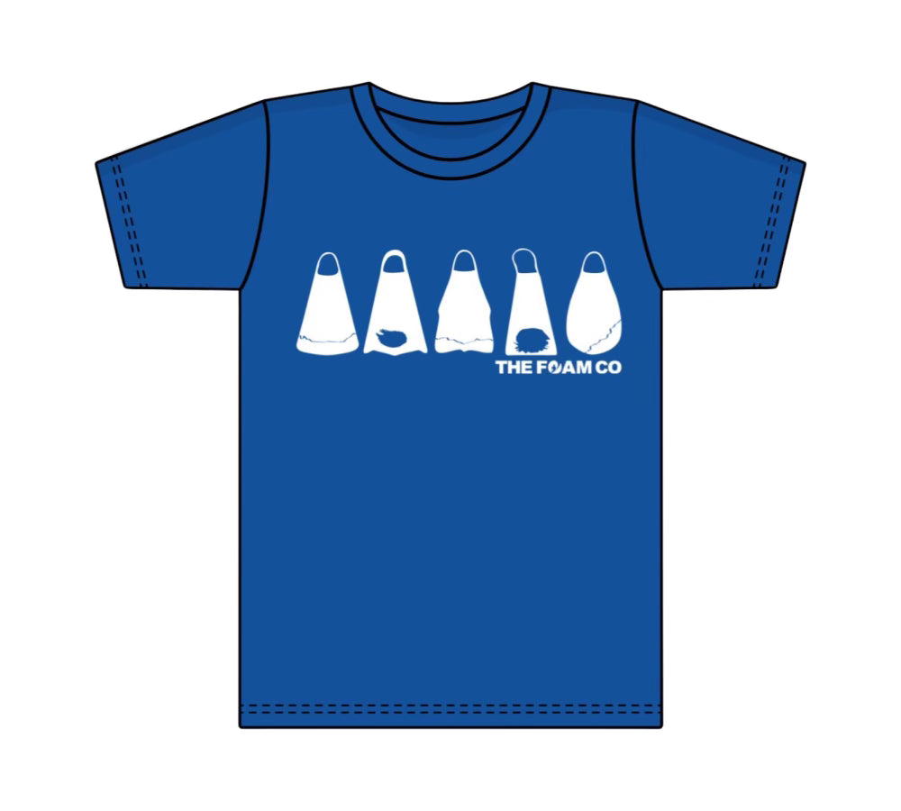 Foam Co: Fins T-Shirt: Royal Blue w/ White Ink – The Foam Co.