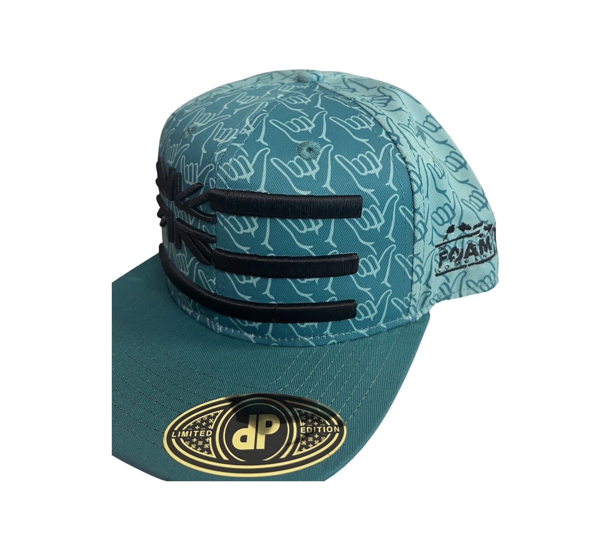 Foam Co Hat- Hawaiian Flag: Teal Multi Shaka, Black Flag – The Foam Co.