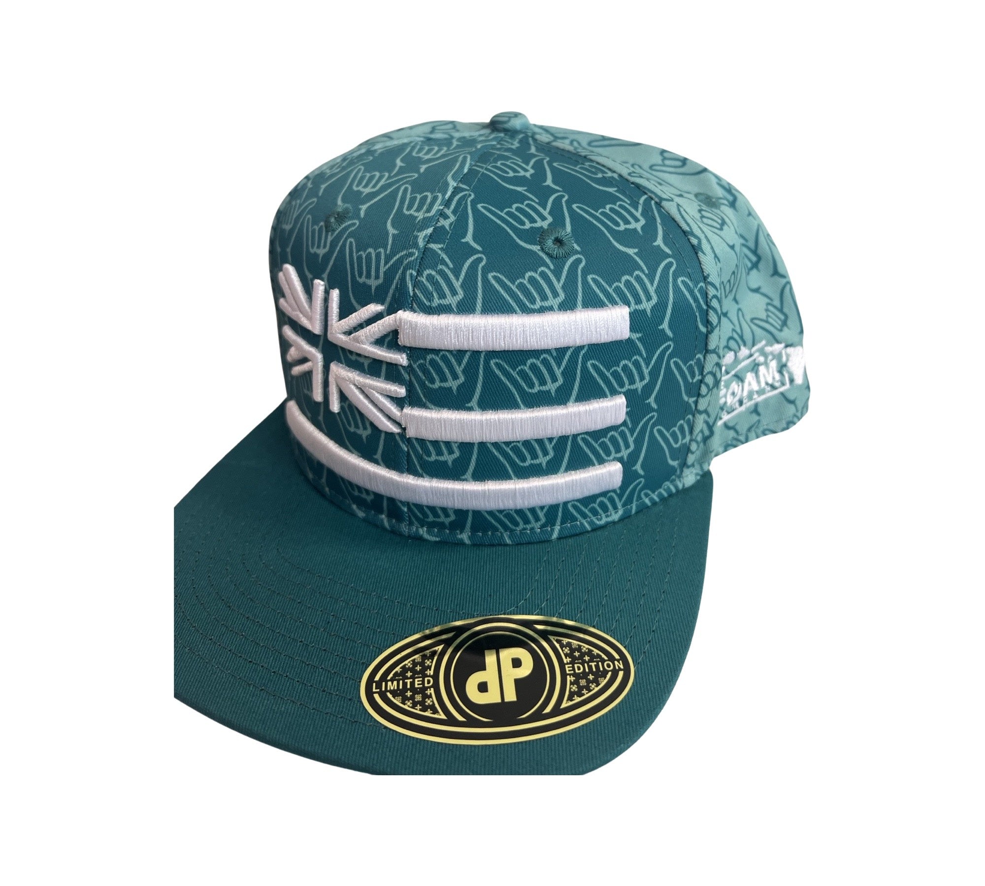 Foam Co Hat- Hawaiian Flag: Teal Multi Shaka, White Flag – The Foam Co.